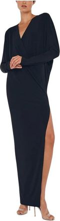 Norma Kamali Femme, Robes, Noir, Taille: 36 FR Dolman Wrap Gown with Side Slit