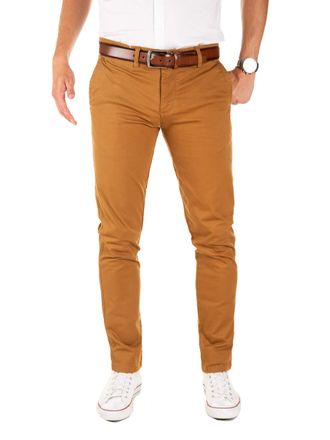 Yazubi Herren Chino Hose Dustin - Chinohose mit Gürtel, Braun (Camel Otter 181018), W33/L32