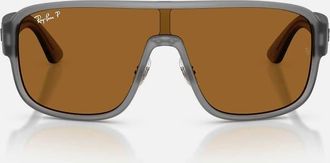 Ray-Ban quadratische polarisierte Sonnenbrille mit bronzefarbenen Gl&auml;sern in Grau