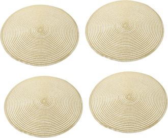 SOLUSTRE 4 Stück Gewebte Baumwoll Tischsets Verbrühungssicher Und Wärmeisolierend Rund ø 38cm Praktische Tischmatten Für Haushalt Und Esszimmer Kratzschutz Und