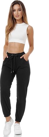 Tazzio Damen Jogginghose Trainingshose Regular Fit Sporthose Jogging Sport Freizeit Hose F300 (XL, Schwarz)
