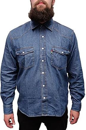 D555 Chemise à manches longues en denim pour homme Duke London King size Effet délavé - gris - XXXX-Large