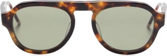 Thom Browne Sonnenbrille mit ovalem Gestell - Braun