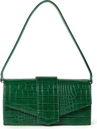 The Drop Schultertasche für Damen, Safiya mit Überschlag, Dunkelgrün, Einheitsgröße