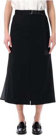 sacai Femme, Jupes, Noir, Taille: 40 FR Midi Skirts
