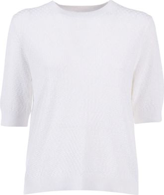 KANGRA Femme, Pulls, Blanc, Taille: 40 FR Girocollo Manica Corta Microquadretto