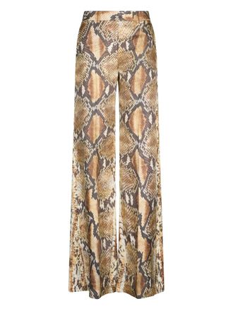 Roberto Cavalli pantalon à imprimé peau de serpent - Marron