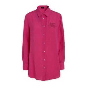 Etro Seiden-Cr&ecirc;pe de Chine Hemd mit Pegasus-Applikation - - Blouses & Shirts - Damen - Rosa - XS