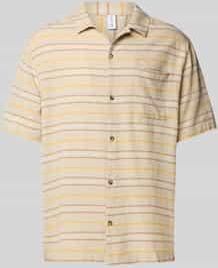 Mazine Regular Fit Freizeithemd aus Leinen-Mix mit Logo-Stitching