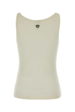Versace Womens Cream Wool Tank Top Exterior: Virgin Maglie Sweater