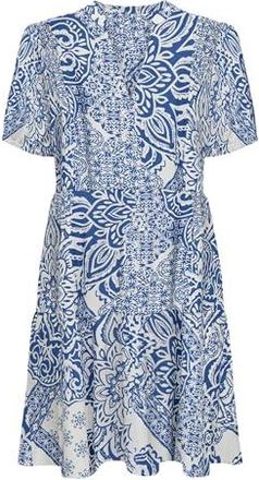 Only Onlnova Life Vis S/S Thea Dress AOP, Bleu Mazarine, M Femmes