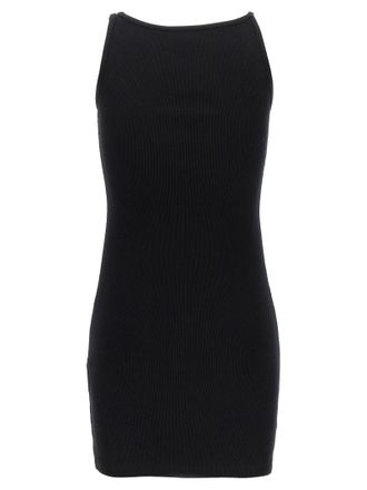 Off-white Logo-Embroidered Ribbed Dress - Black
