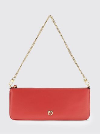 Pinko Horizontal Flat Schultertasche aus Leder mit Love-Birds-Logo