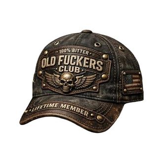 Generic Old Fuckers Club Casquette de baseball vintage, chapeau r&eacute;glable vieilli 100 % Bitter Lifetime Member brod&eacute;, unisexe, chapeau r&eacute;tro cadeau pour homme 