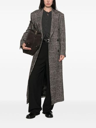 Tagliatore Prince of Wales Check Wool Coat - Black