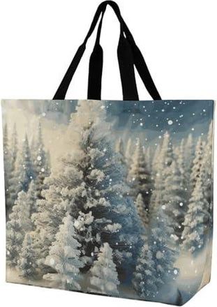 Generic No&euml;l F&eacute;&eacute;rique Sous Un Sapin Enneig&eacute; Sac Fourre-Tout Grand Sacs De Courses D&eacute;contract&eacute; Sac A Main Femmes Pour Travail Plage Universit&eacute;