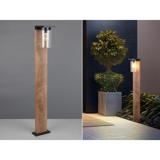 Trio Leuchten Wegeleuchte ARDILA Laterne in Schwarz & Holzoptik mit Glasschirm, H&ouml;he 100cm