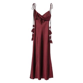 Self Portrait Satin Flower Midi Kleid - - Dresses - Damen - Rot - 2XS