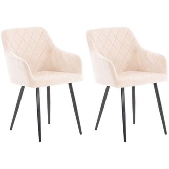 Clp Ensemble de 2 chaises de salle &agrave; manger beige Shila, velours