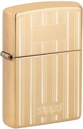 Zippo Sturmfeuerzeug - Luxury Logo, High Polish Brass, Auto Engrave - Nachfüllbar - Wiederverwendbar - Windfestes Design - Geschenkbox - Made in USA