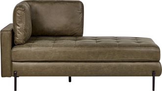 Beliani Chaiselongue Kunstleder gr&uuml;n linksseitig mit Kissen Metallgestell modern Rebais