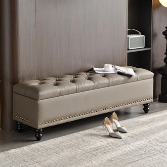 Generic Moderne Wohnzimmerbank Mit Stauraum Und Gepolsterter Sitzfläche - Schuhwechselbank Aus Leder, Gepolsterte Fußstütze for Wohnzimmer, Schlafzimmer, Gara