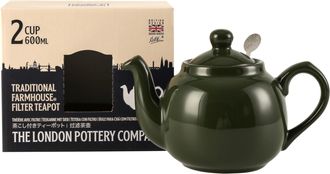 London Pottery Farmhouse Teekanne mit Teesieb, Keramik, Gr&uuml;n, 2 Tassen (600 ml) [Parallel importiertes Produkt]