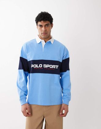 Polo Ralph Lauren Sport - Rugby-Polohemd in Blau mit Oversize-Schnitt-Navy
