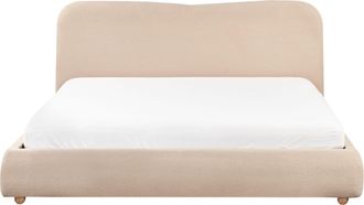 Beliani Bett Boucl&eacute; beige mit Kopfteil Bettkasten Lattenrost 180 x 200 cm modern Blagnac