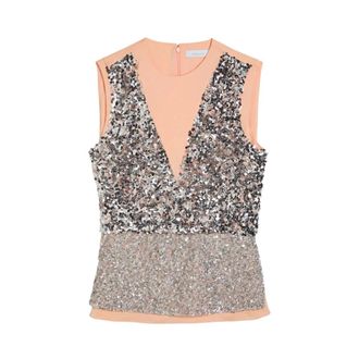Paco Rabanne Paillettenbesetztes Jersey-Top - - Blouses & Shirts - Damen - Mehrfarbig - M