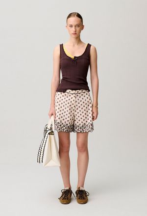 Claudie Pierlot Short popeline broderie fleur