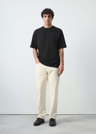 Mango T-shirt heavy weight relaxed fit noir - Homme - XXL - MANGO MAN