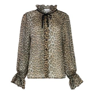 Ganni Chiffon Hemd mit Bindeb&auml;ndern - - Blouses & Shirts - Damen - Mehrfarbig - 2XS