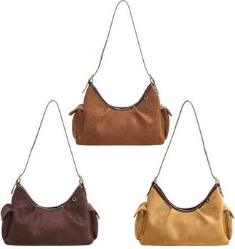 Generic Cymwer Sac &agrave; bandouli&egrave;re en faux su&egrave;de pour femmes avec pendentif Hobo sac &agrave; main pour le travail de (marron)