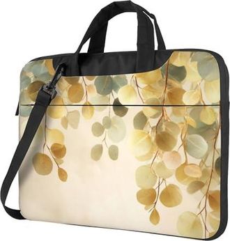 Generic Housse de protection vintage pour ordinateur portable de 15,6 avec bandouli&egrave;re - Motif feuilles deucalyptus - Pour homme et femme, multicolore, 15.6 i