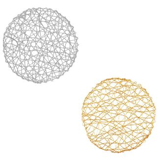 BESPORTBLE 2 St&uuml;ck Runde Handgeflochtene Platzsets aus Goldenem und Silbernem PVC Dekorative Hitzebest&auml;ndige Tischmatten f&uuml;r Esszimmer K&uuml;che Restaurant als Unter