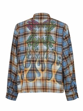 Amiri Mens Shirt Ma Quad Bleached Check Multicolour Cotton