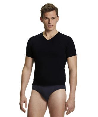 Falke Herren Unterw&auml;sche Daily Climate Control Outlast V Neck M S/s Ts Baumwolle schnelltrocknend 1 St&uuml;ck, Schwarz Black 3000, 3XL