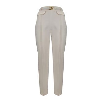 Elisabetta Franchi Damen Rei&szlig;verschluss Haken Hose - - Trousers - Damen - Wei&szlig; - XL