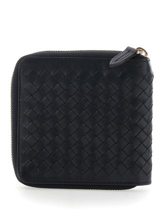 Dragon Diffusion Womens Woven Leather Wallet Black