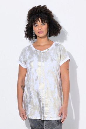 Miamoda T-Shirt T-Shirt Golddruck Kette am Ausschnitt