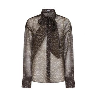 Brunello Cucinelli Dapple Polka Dot Seidenhemd - - Blouses & Shirts - Damen - Braun - M