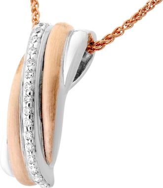Orphelia Damen-Anhänger met Kette 925 Silber teilvergoldet Zirkonia weiß Brillantschliff-ZH-7118