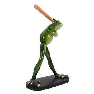 BESPORTBLE Baseball Froschfigur aus Kunstharz Detailreiche Froschdekoration f&uuml;r Schreibtisch und Regal Kompakte Tierfigur als Wohn und B&uuml;roaccessoire