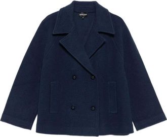 Emporio Armani Femme, Manteaux, Bleu, Taille: 38 FR Veste Courte Crois&eacute;e
