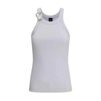 Pinko Pinko, Femme, Tops, Blanc, Taille: 42 FR D&eacute;bardeur C&ocirc;tel&eacute; avec D&eacute;tail M&eacute;tallique