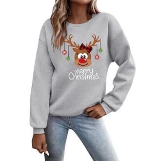 Generic Pull Noel Rigolo Pull De NoëL pour Femme Sweat-Shirt DéContracté à Manches Longues avec Imprimé Festif Et Col Rond Confortable pour Une Tenue ÉLéGante