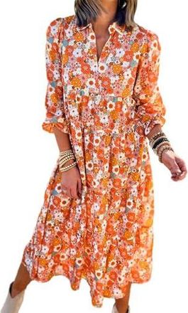 Generic Robe boh&egrave;me d&eacute;t&eacute; d&eacute;contract&eacute;e &agrave; manches courtes et col en V pour femme, mini tenue de plage fluide &agrave; volants, Rouge, 3XL