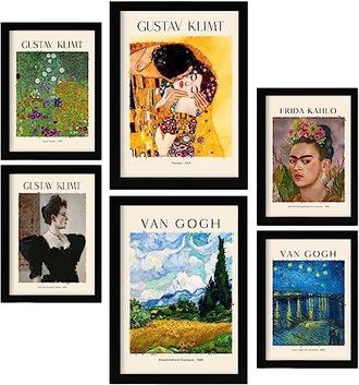 Nacnic Fiche daffichage Frida Klimt Van Gogh. Painter Gallery. Peintures d&eacute;coratives pour votre salon, chambre, maison. Impressions dart mural. Tailles A4 et