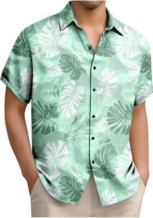 Generic Chemise hawa&iuml;enne d&eacute;contract&eacute;e et confortable pour homme - Col rabattu - L&eacute;g&egrave;re et respirante - Classique - Chemise de plage &agrave; manches courtes - Chemi